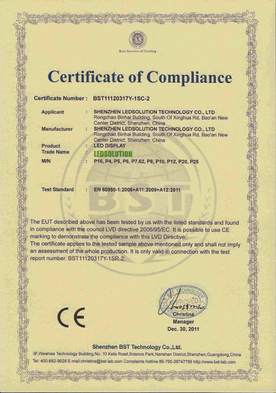 LED Display Certification | LEDSOLUTION: LED Display, LED Screen, LED ...